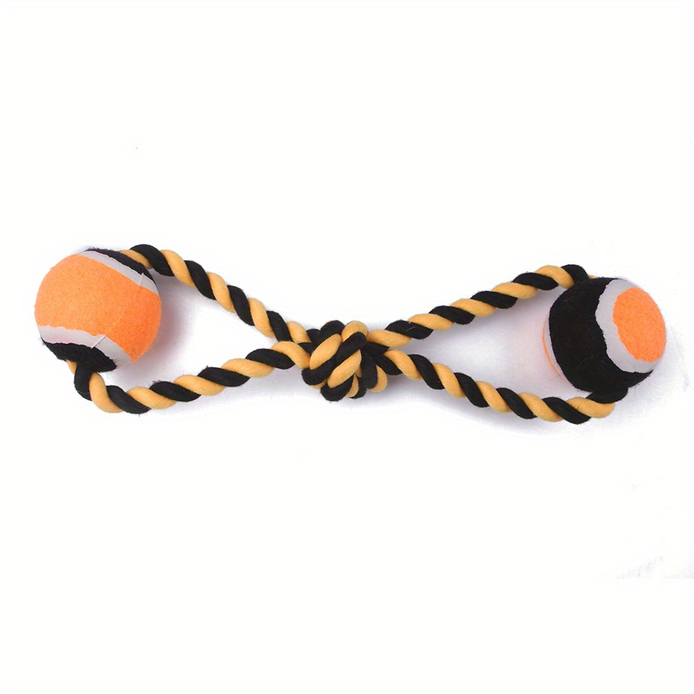 Halloween Teeth Cleaning Braided Rope Knot Pet Toy With Tennis Ball ...