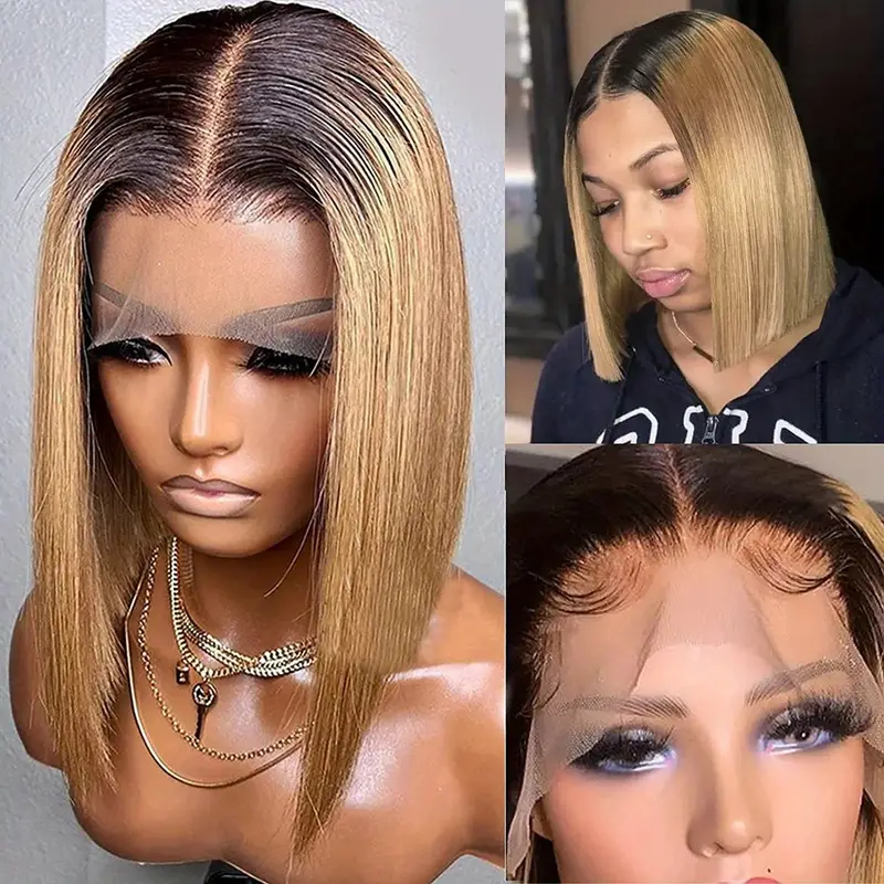 Ombre Honey Blonde New 13x4 Lace Front Short Bob Wig Temu New Zealand