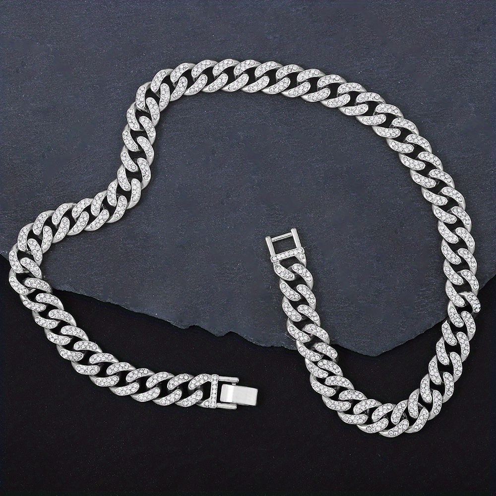 Classic Miami Cuban Link Chain Necklace Wide Choker Length - Temu New ...