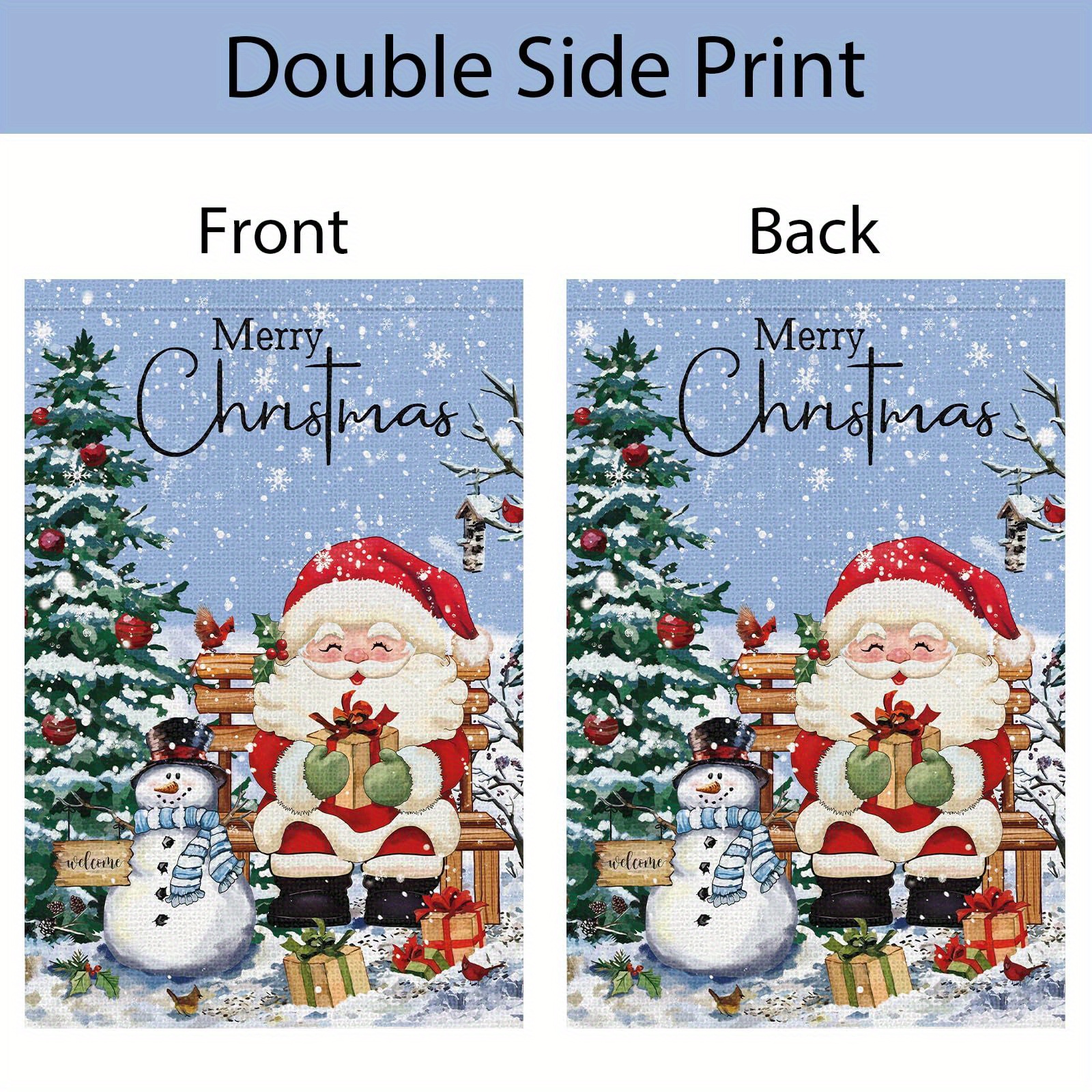 santa claus garden flag double sided small burlap snowflake - Temu Canada