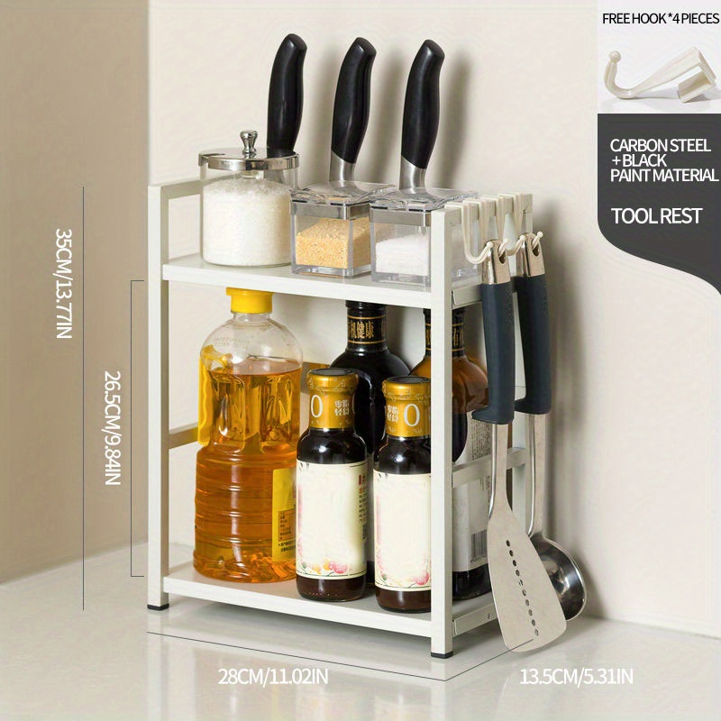 1pc Metal Condiment Storage Rack Hooks Tableware Storage Box - Temu ...