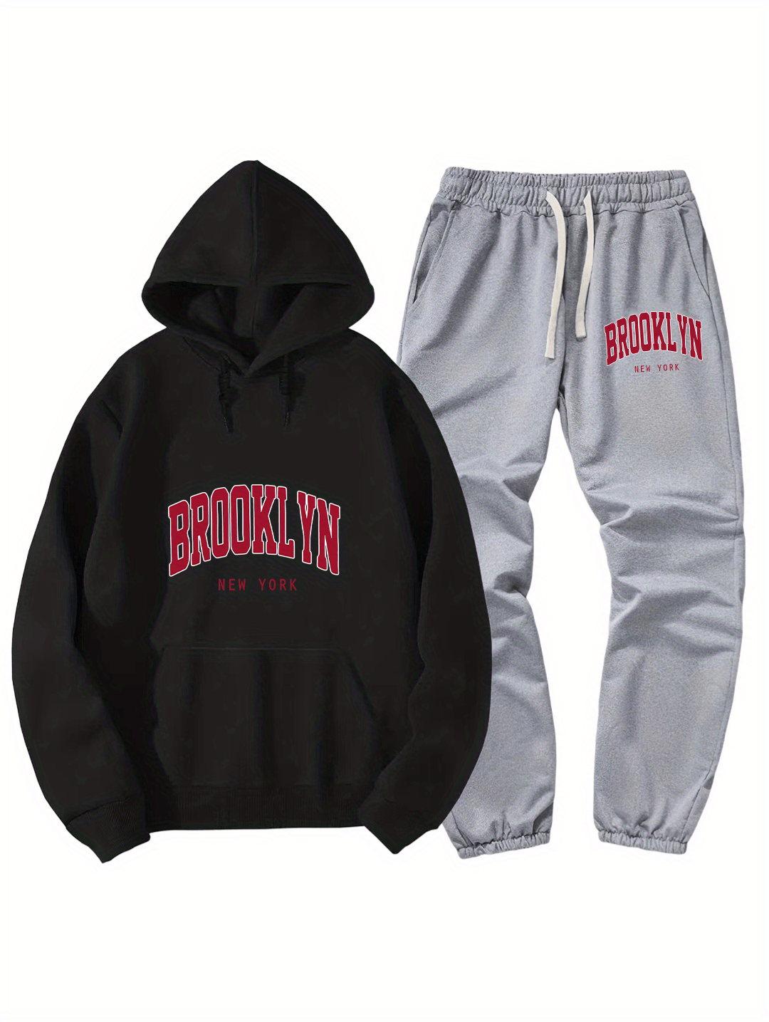 casual men's "brooklyn" print hoodie drawstring sweatpants - Temu Canada