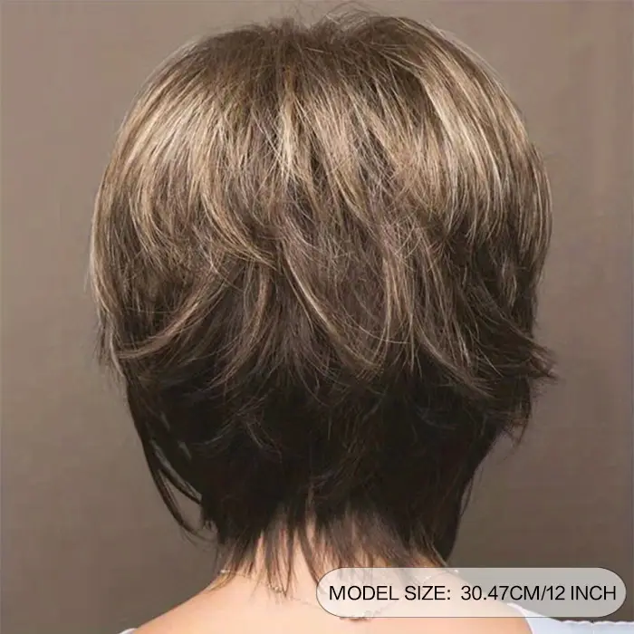 Blonde Highlight Short Pixie Bob Wig Bangs Straight Ombre Temu United