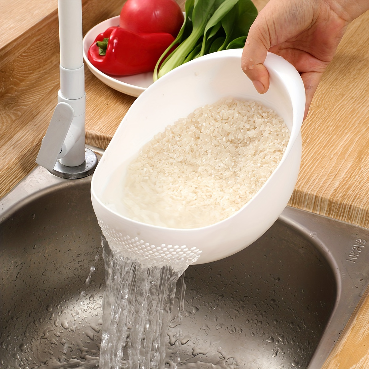 Reusable Plastic Rice Washing Bowl Strainer Thickened - Temu