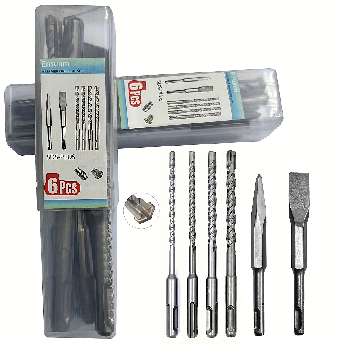 6 ცალი SDS Plus შანკის დრელის ბიტების ნაკრები 150მმ ჩიზელით - Temu Georgia