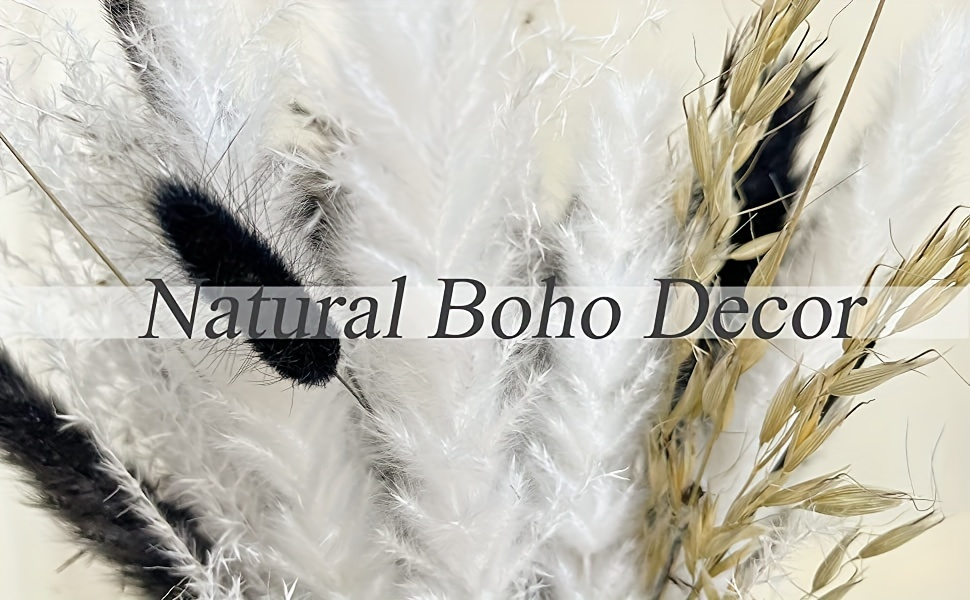 Boho Chic Dried Pampas Grass Bouquet White Black Perfect - Temu