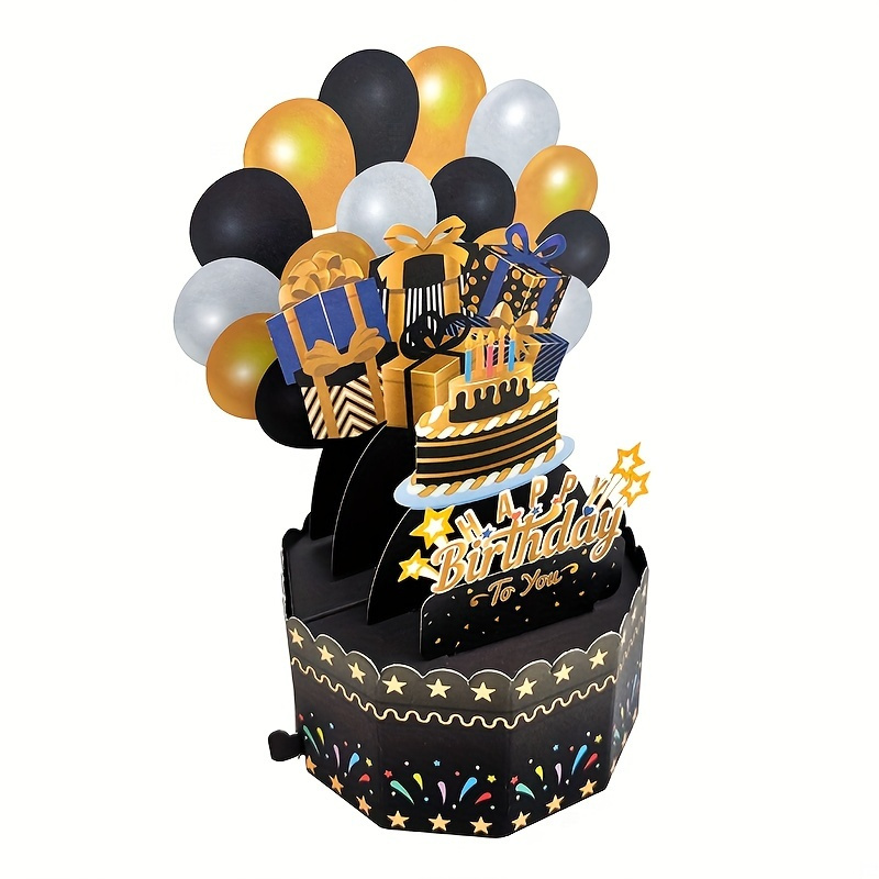 Black Metallic Three dimensional Pop Birthday Greeting Card - Temu Canada