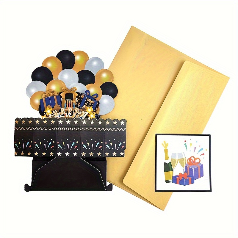 Black Metallic Three dimensional Pop Birthday Greeting Card - Temu Canada