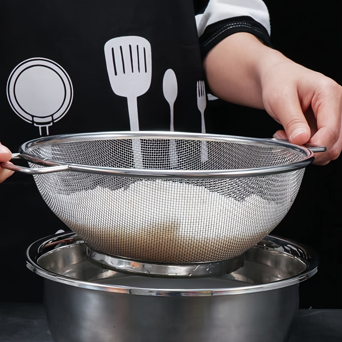 Stainless Steel Kitchen Colanders Handles Strainer - Temu