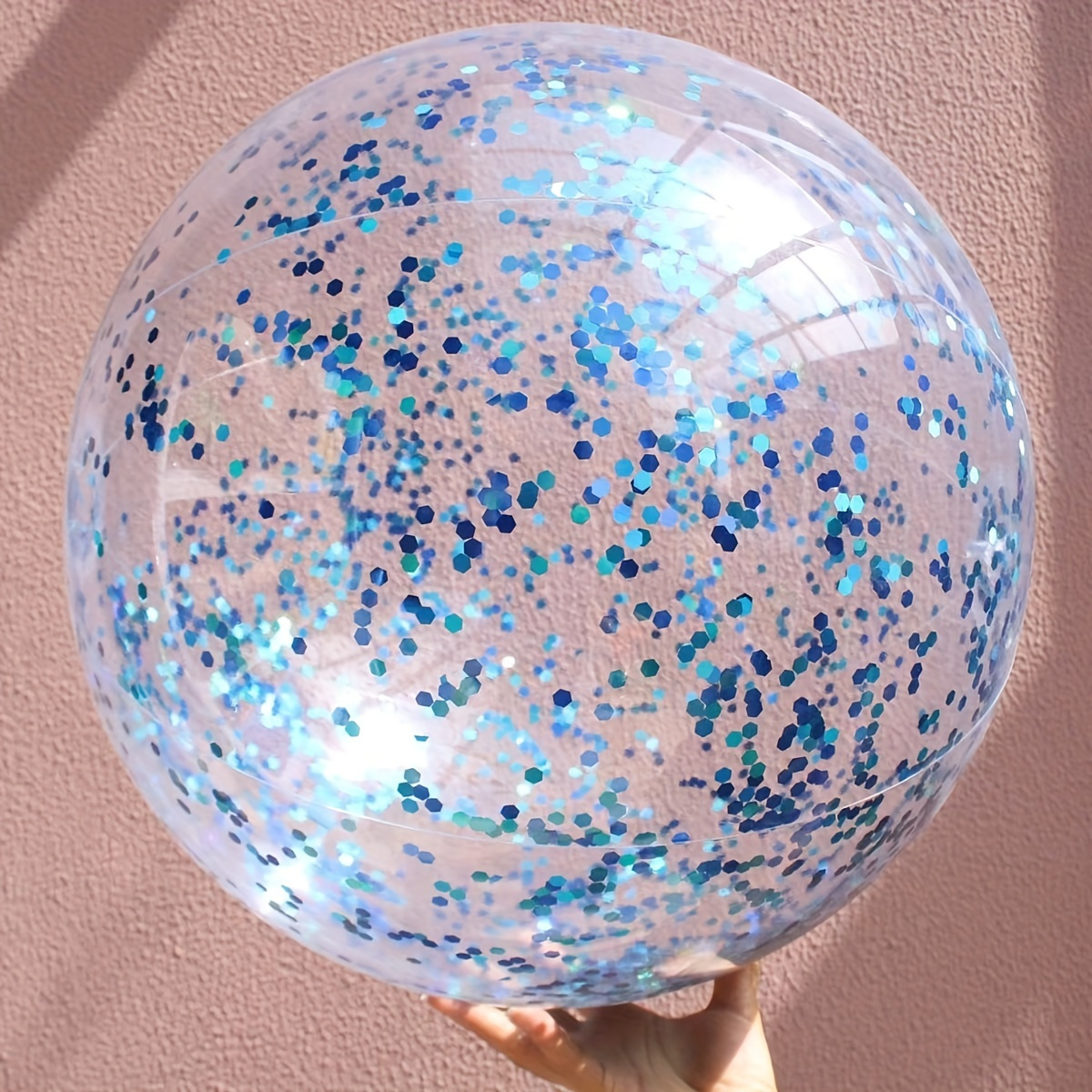 Sparkling Sequin Inflatable Beach Ball Transparent Pvc - Temu Canada