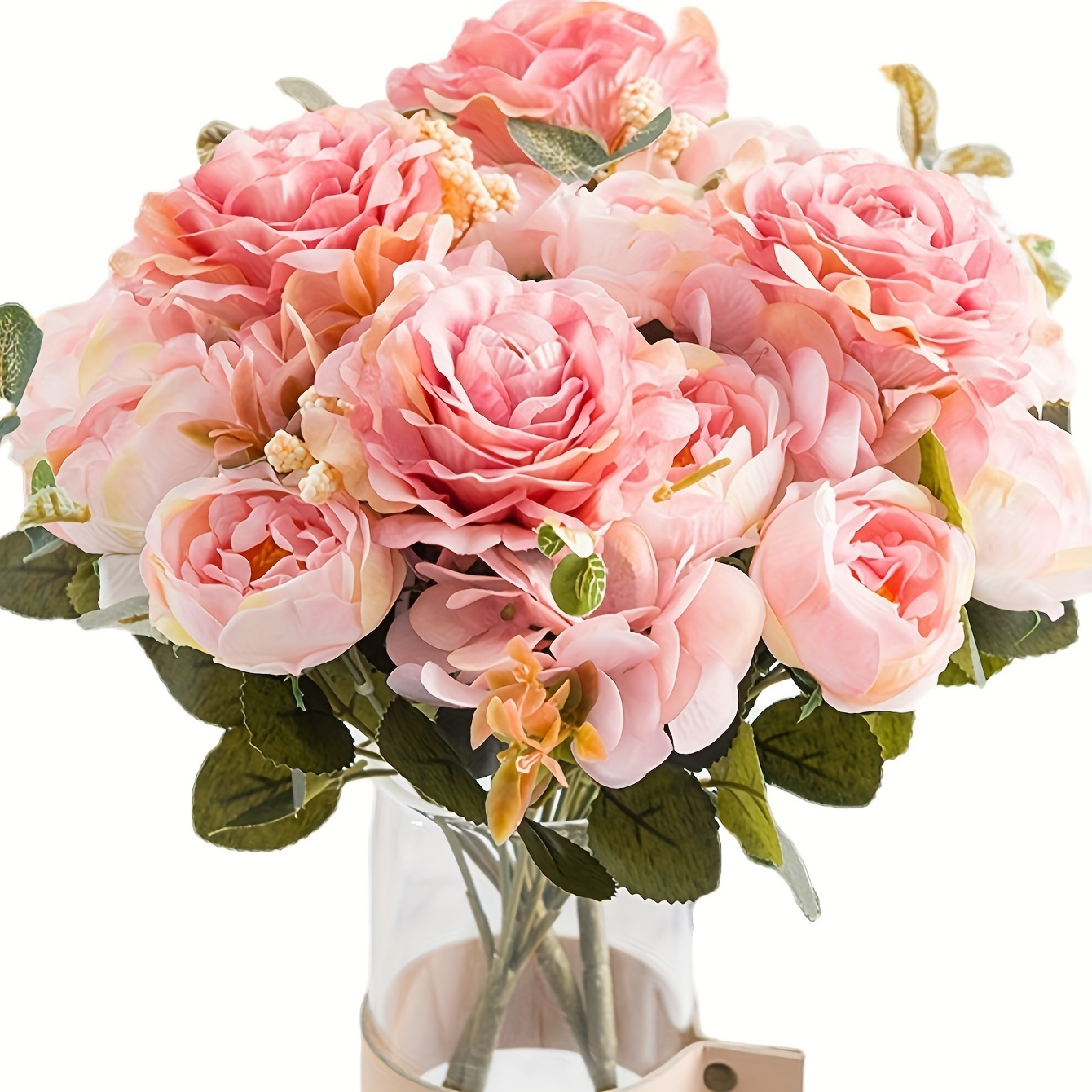 French Country Style Artificial Peony Flowers 12 Heads Silk - Temu