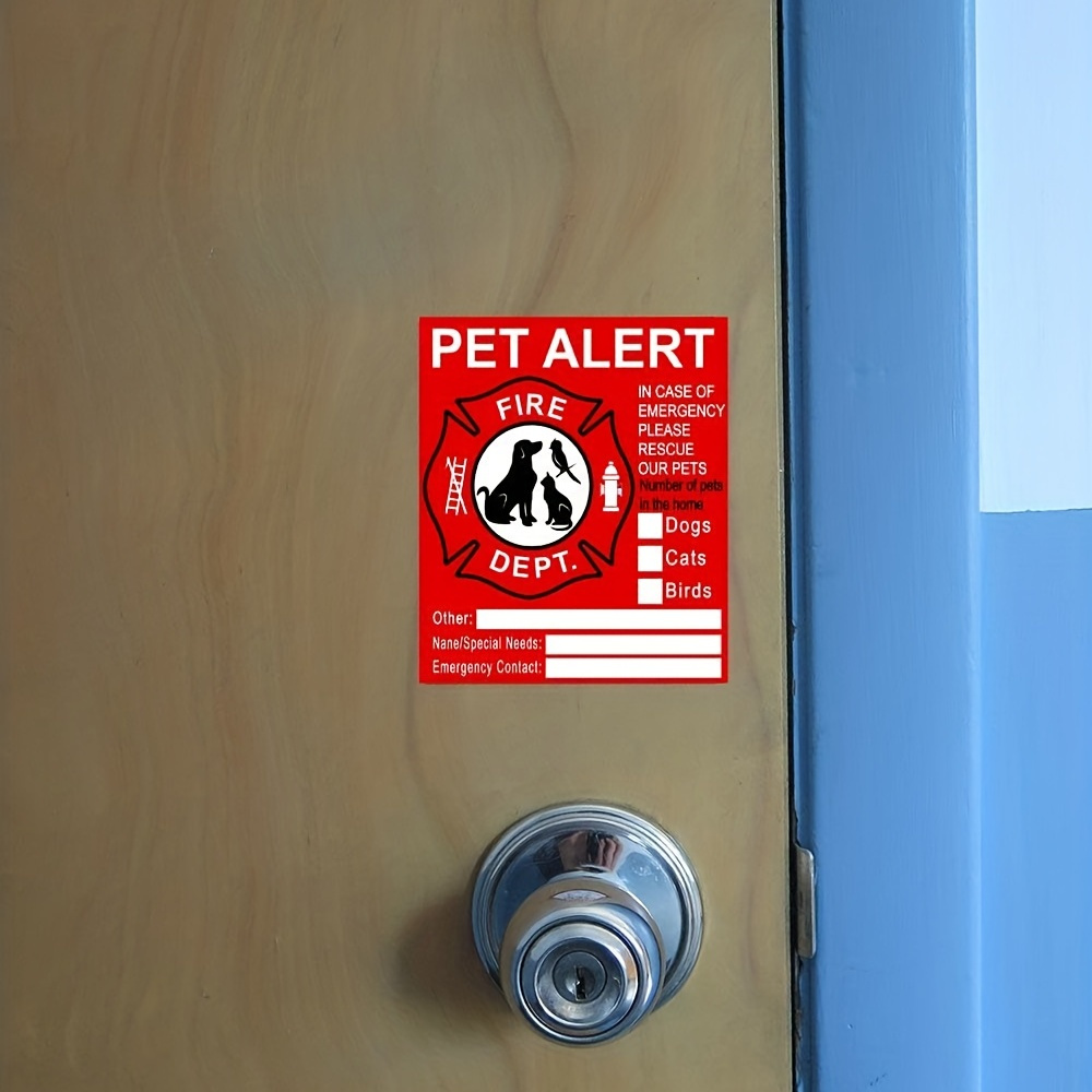 Fire Safety Pet Alert Stickers - 1 Pack Pvc Pet Rescue Decals For ...
