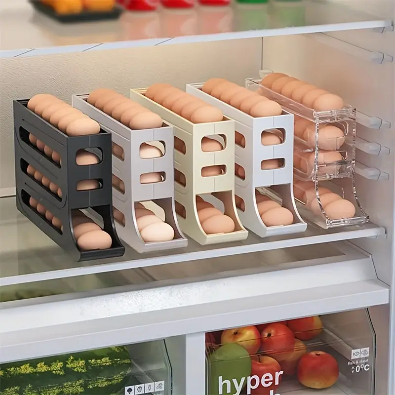 자동 굴러가는 계란 홀더 트레이 30개 용량 보관 상자 쌓을 수 있는 냉장고 계란 정리함 식품 등급 Pp 재질 배터리 없는 주방 계란 분배대 지금 기간 한정 딜로