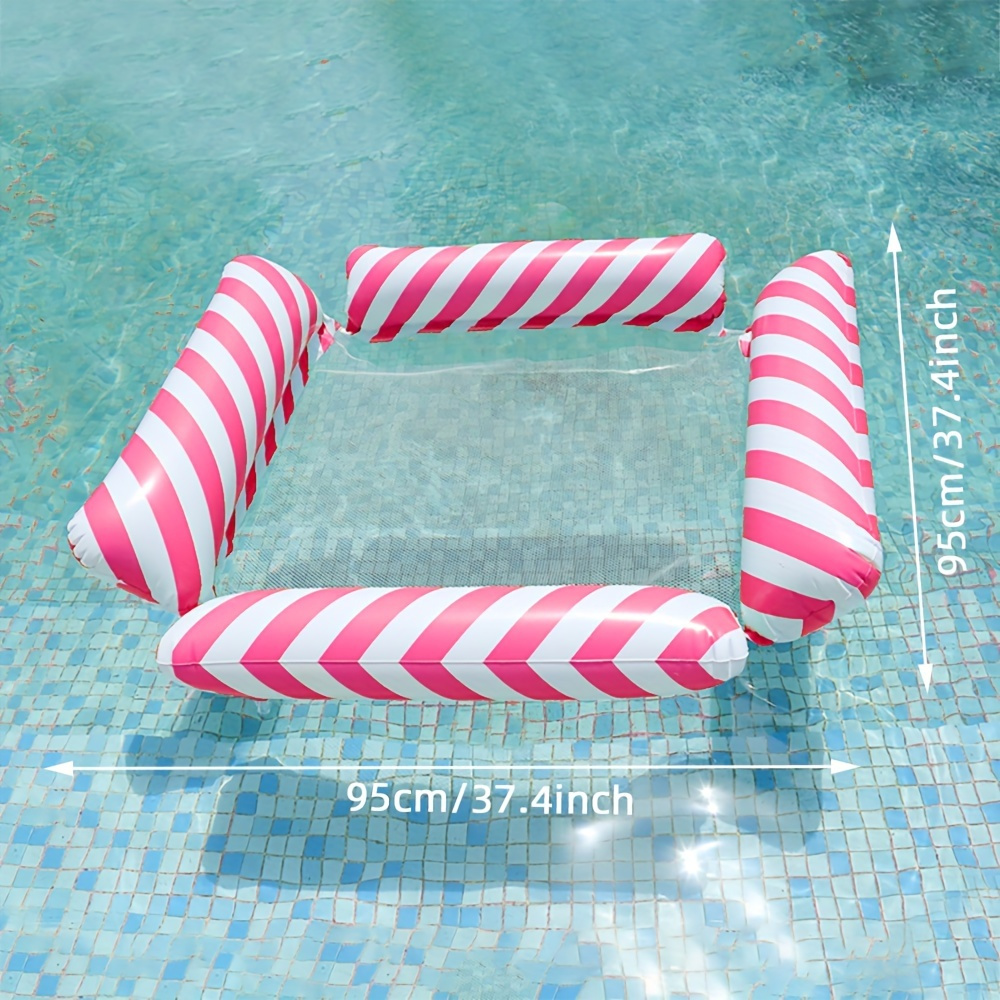 Striped Inflatable Pvc Pool Float Lounger 4 Mesh - Temu Canada