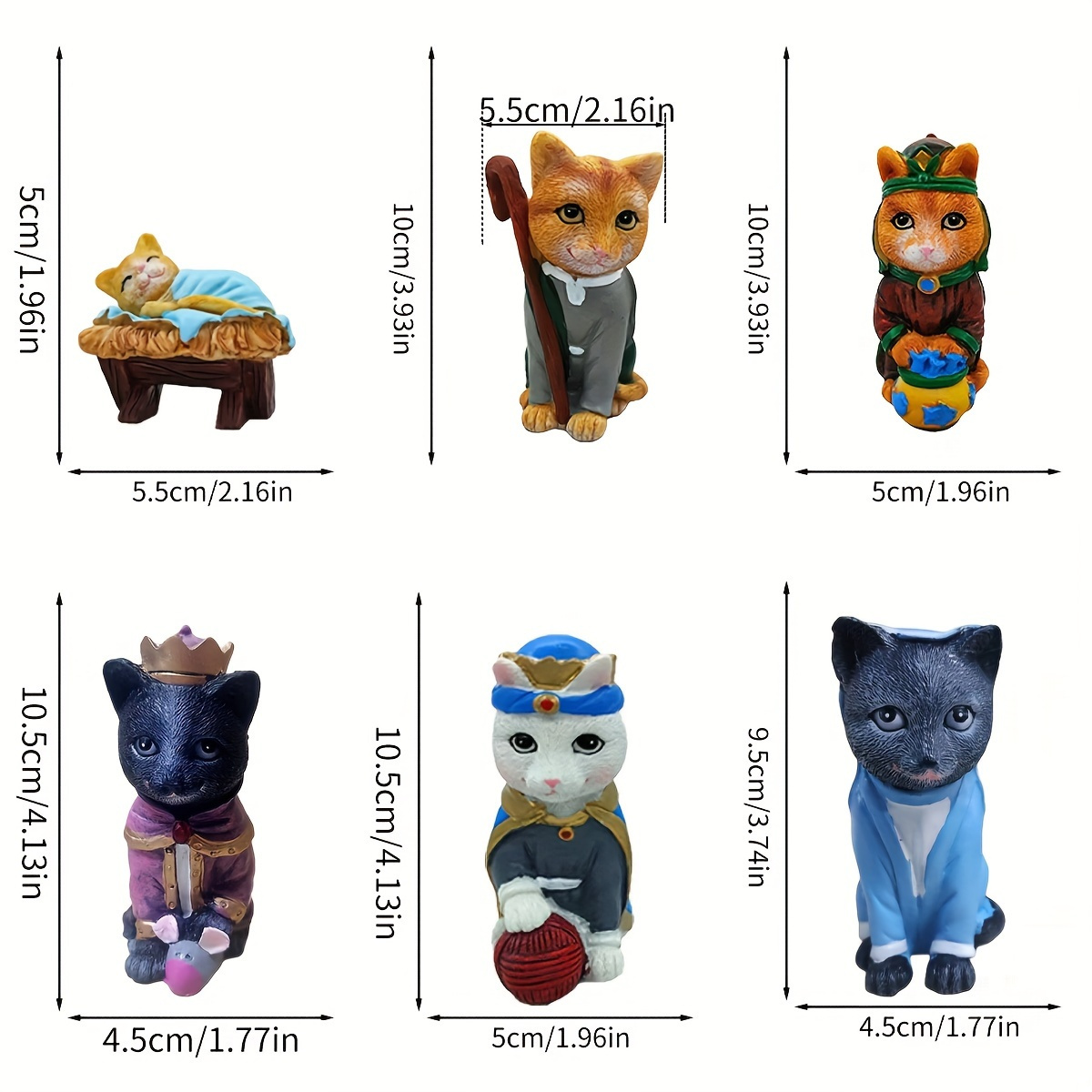 Festive Cat Figurines: Resin Crafted Animal Statues - Temu