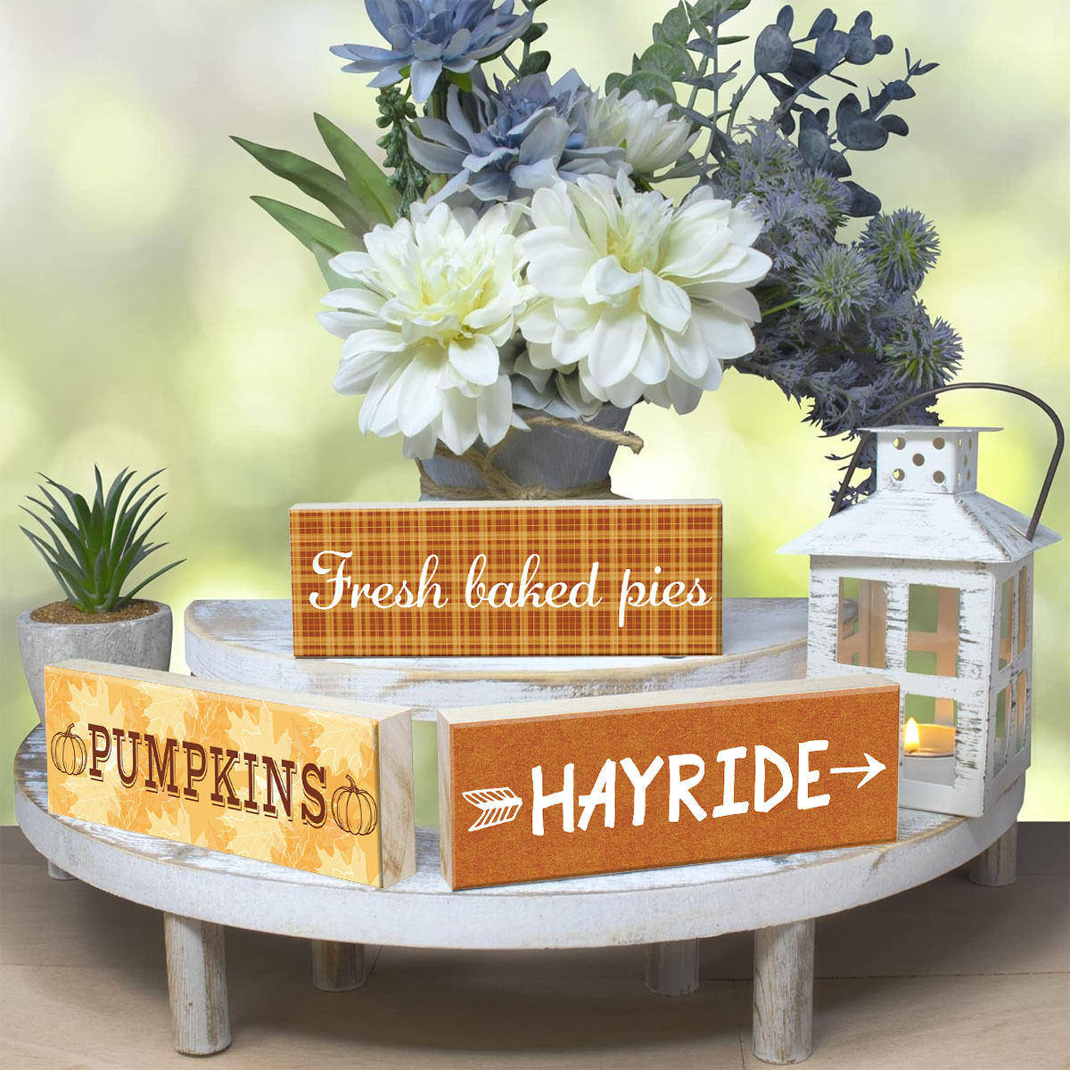 Fall Decor Set Thanksgiving Wooden Signs Table - Temu
