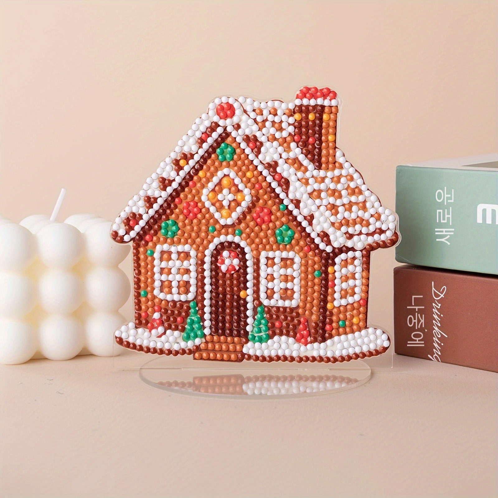 크리스마스 진저브레드 하우스 다이아몬드 페인팅 키트 만화 테마 라운드 아크릴 다이아몬드 Diy 공예 모자이크 Temu