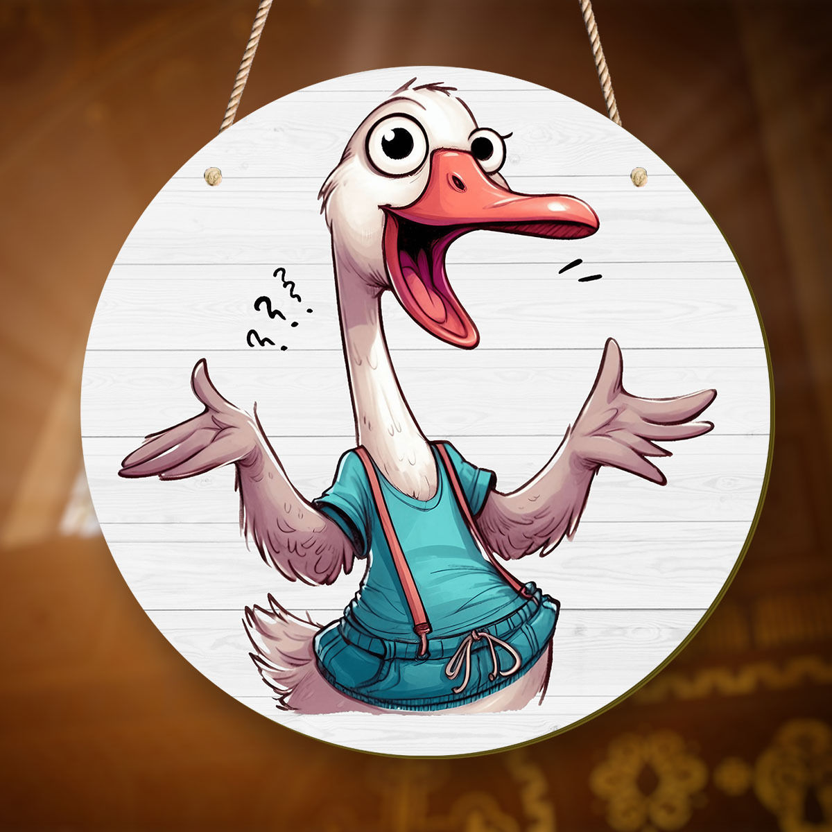 Funny Goose Round Wall Art Versatile Wooden Decor Sign Front - Temu ...