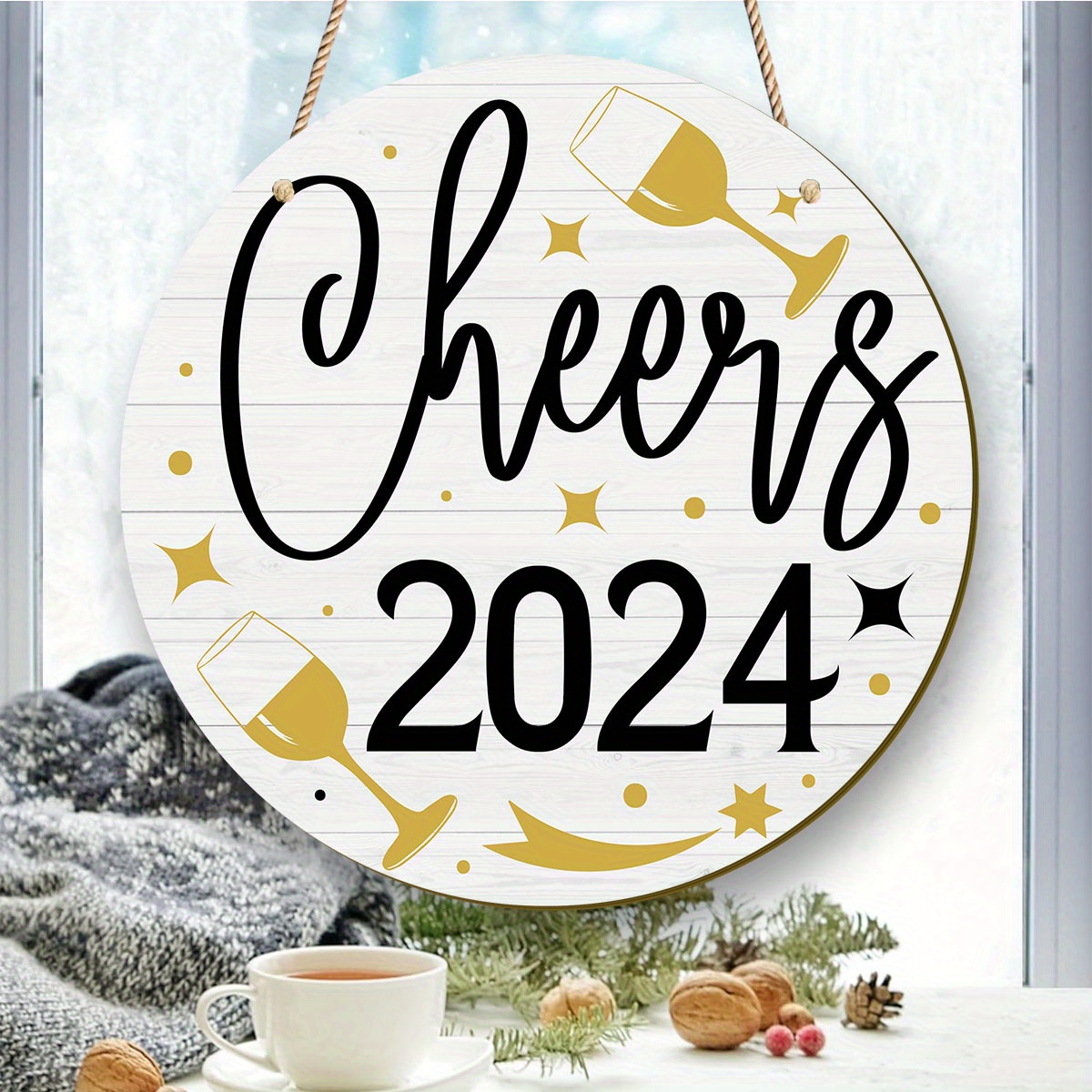 Cheers 2024 ホーム＆ガーデンデコ用の多機能木製ハンギングサイン 祝日やフェスティバルに最適 簡単壁掛け 8X - Temu Japan