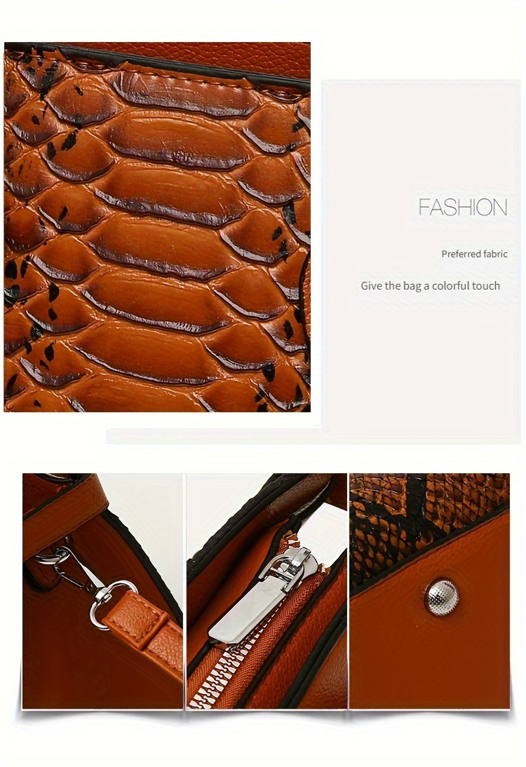 Snakeskin Patterned Handbag Luxury Tote Bag Clutch Wallet - Temu Australia