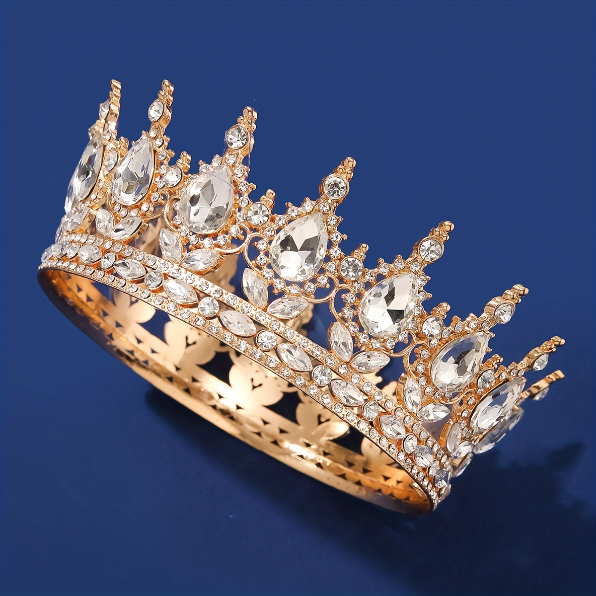 Luxurious Baroque Style Bridal Tiara Round Alloy Crown Inlay - Temu