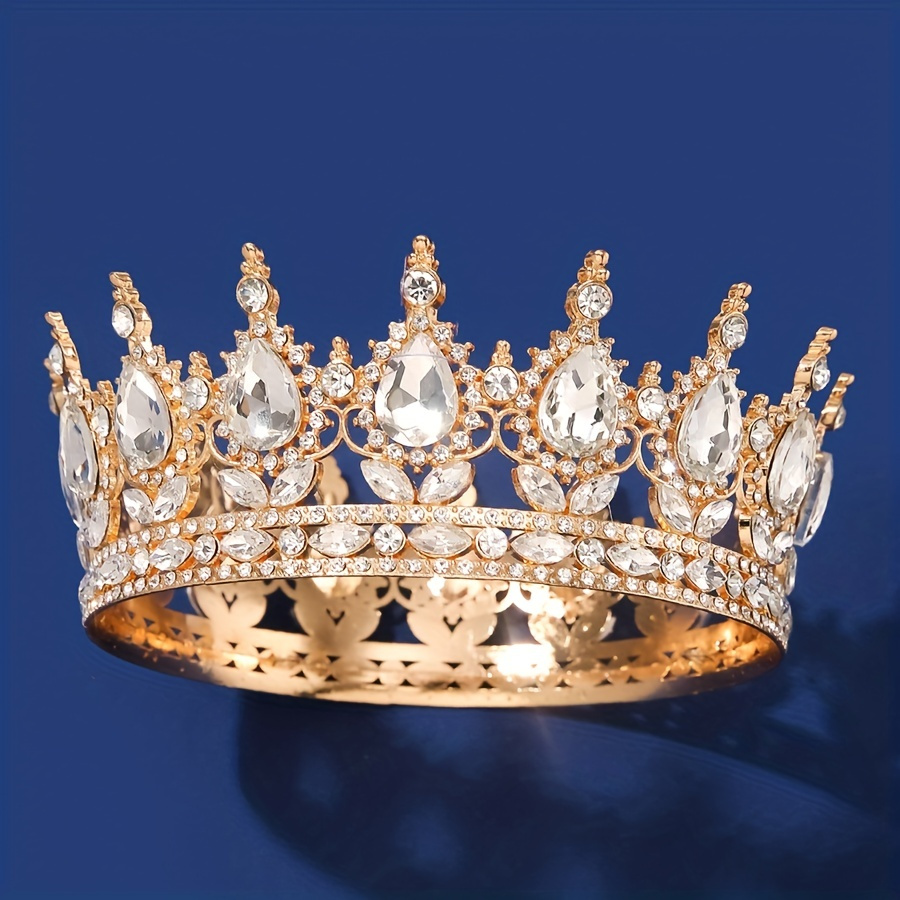 Luxurious Baroque Style Bridal Tiara Round Alloy Crown Inlay - Temu