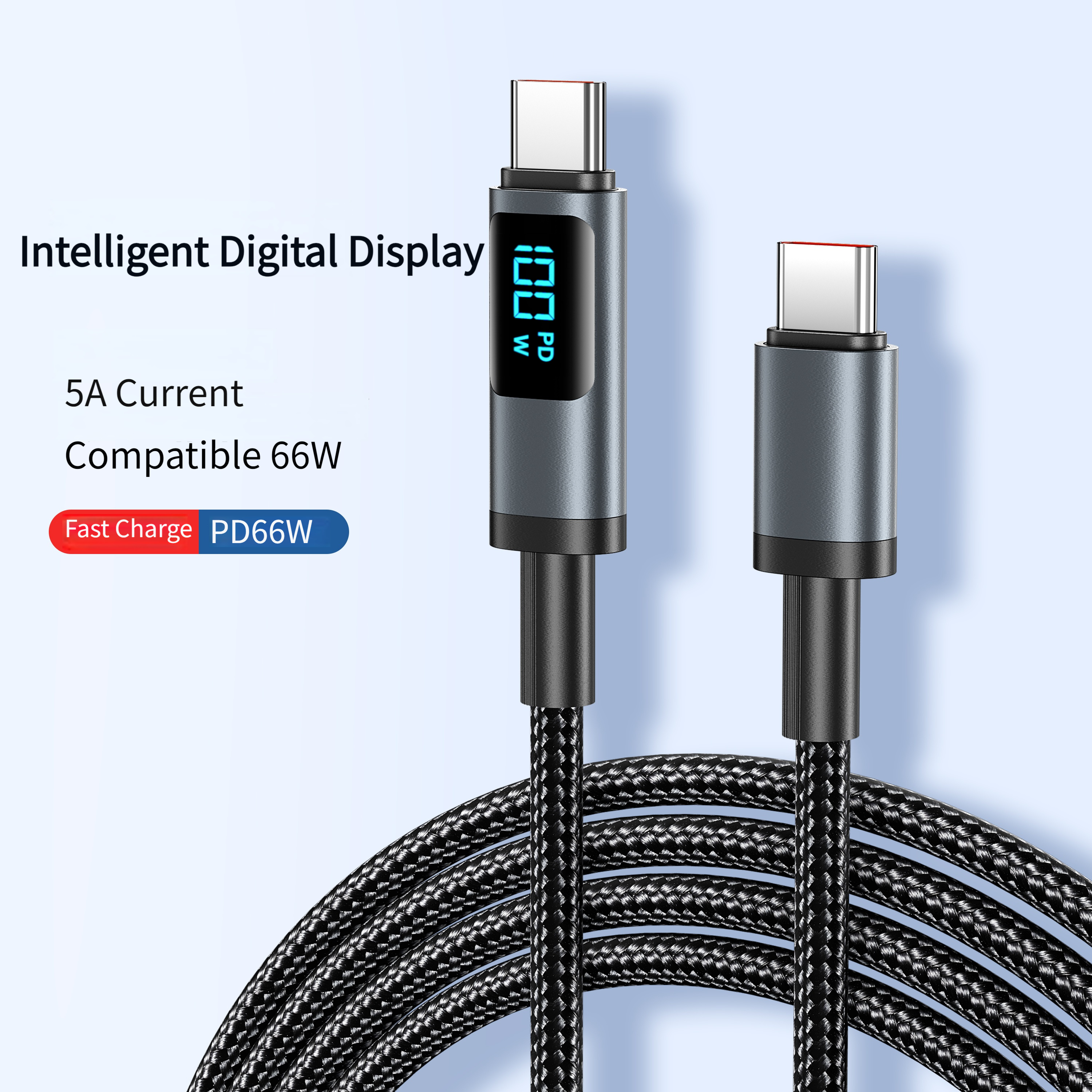 Usb c Usb c Fast Charging Cable Digital Display Compatible - Temu