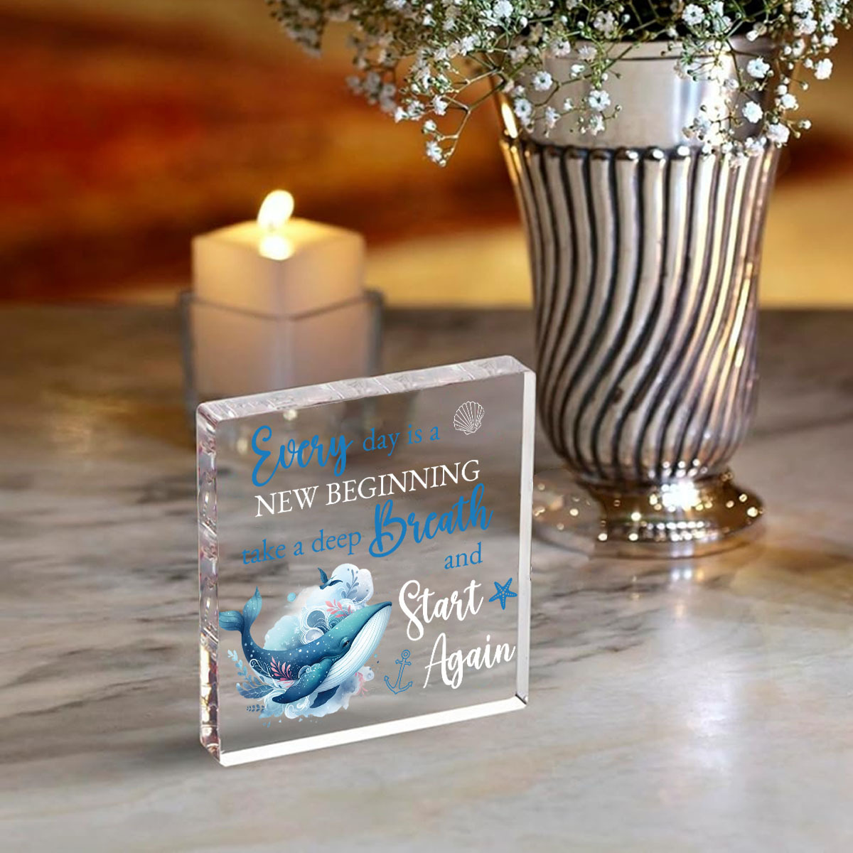 Ocean Style Acrylic Plaque: Blue Whale Pattern Every Day A - Temu Australia