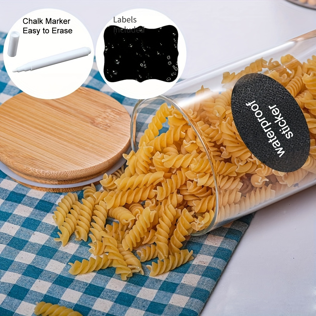 Storage Containers Round Glass Canister Set Bamboo Lid Leak - Temu United