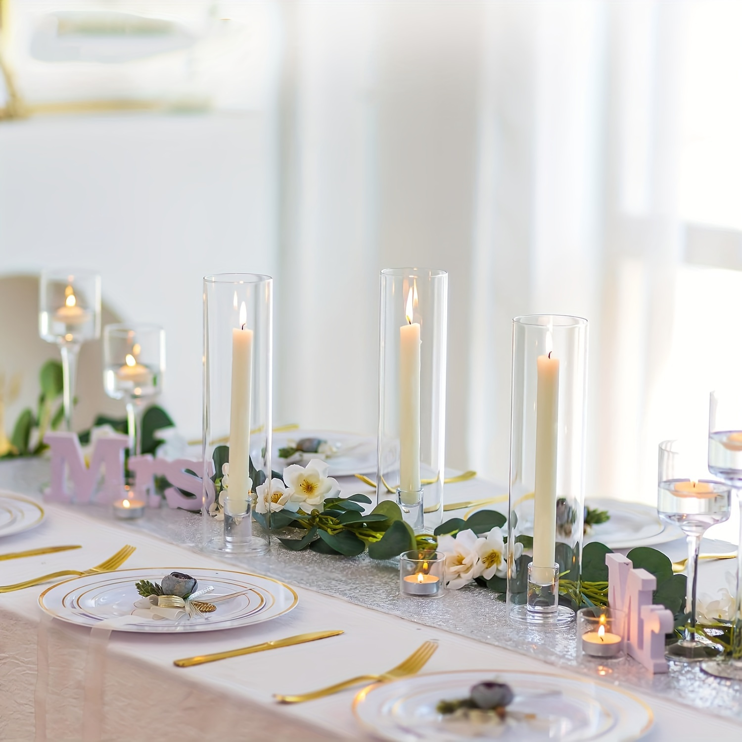 Taper Candle Holders With Hurricane Glass - Temu Australia