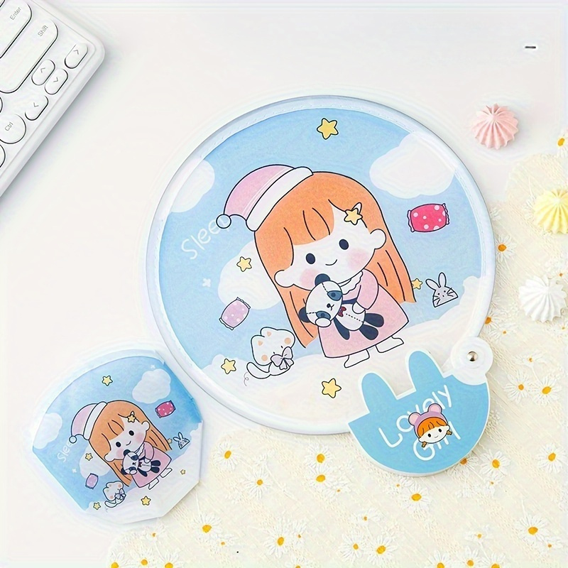 Cute Cartoon Mini Fabric Folding Hand Fan Portable Pocket - Temu Australia