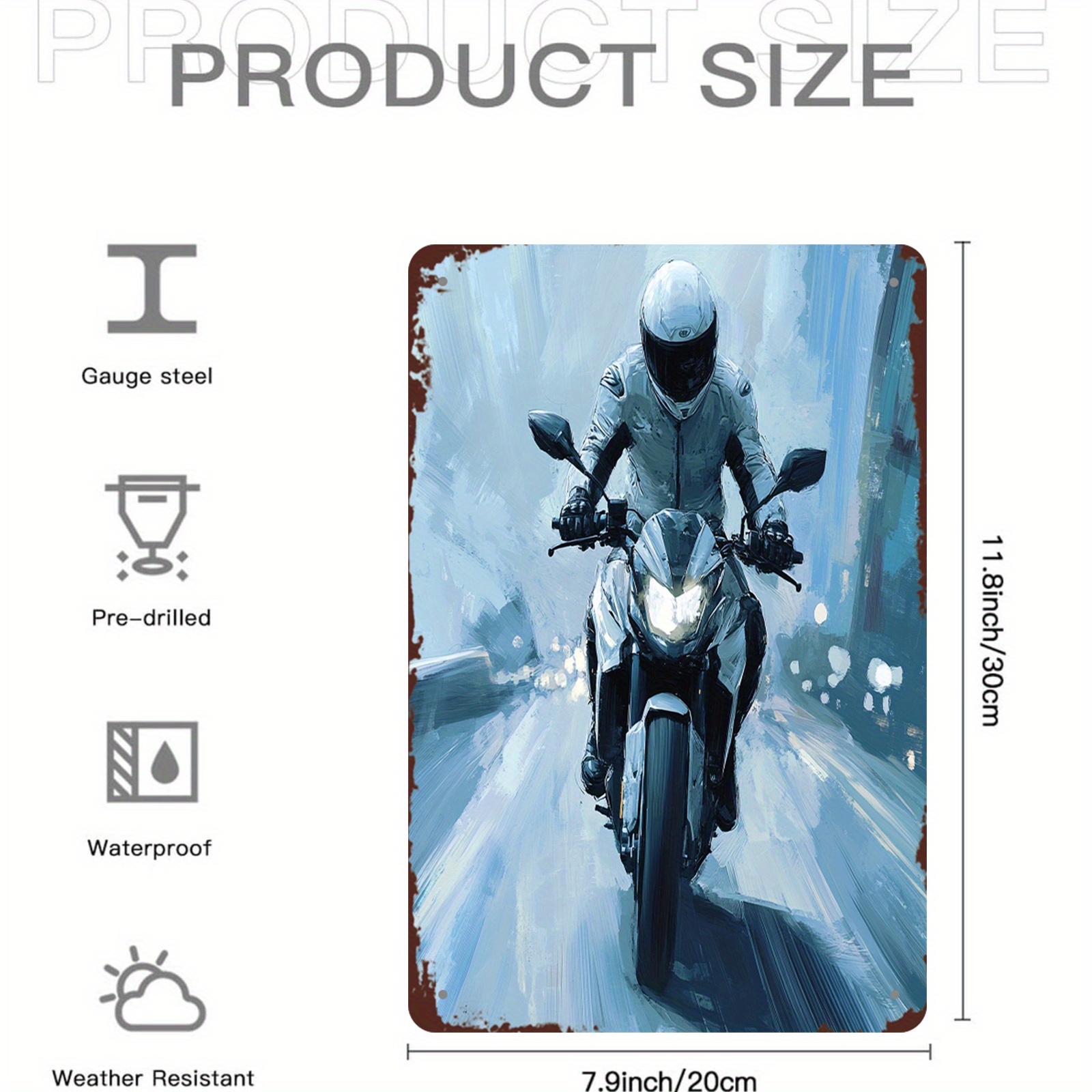 Gauge Steel Wall Art: Motorcycle Rider Poster - Temu
