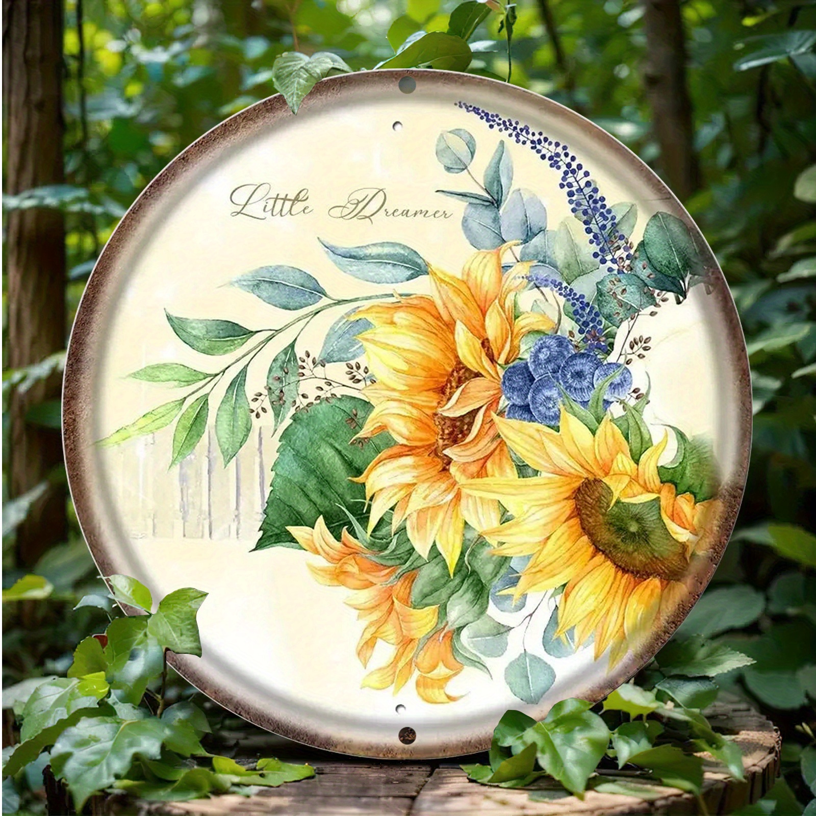 Vintage Sunflower Floral 2d Printed Aluminum Metal Sign - Temu Canada