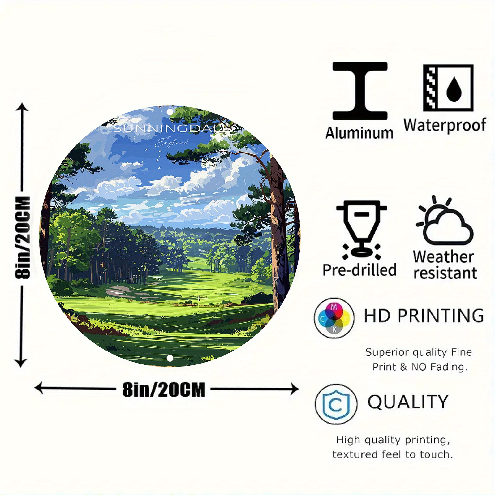 Round Aluminum Wall Sign Vintage style Golf Field Design - Temu