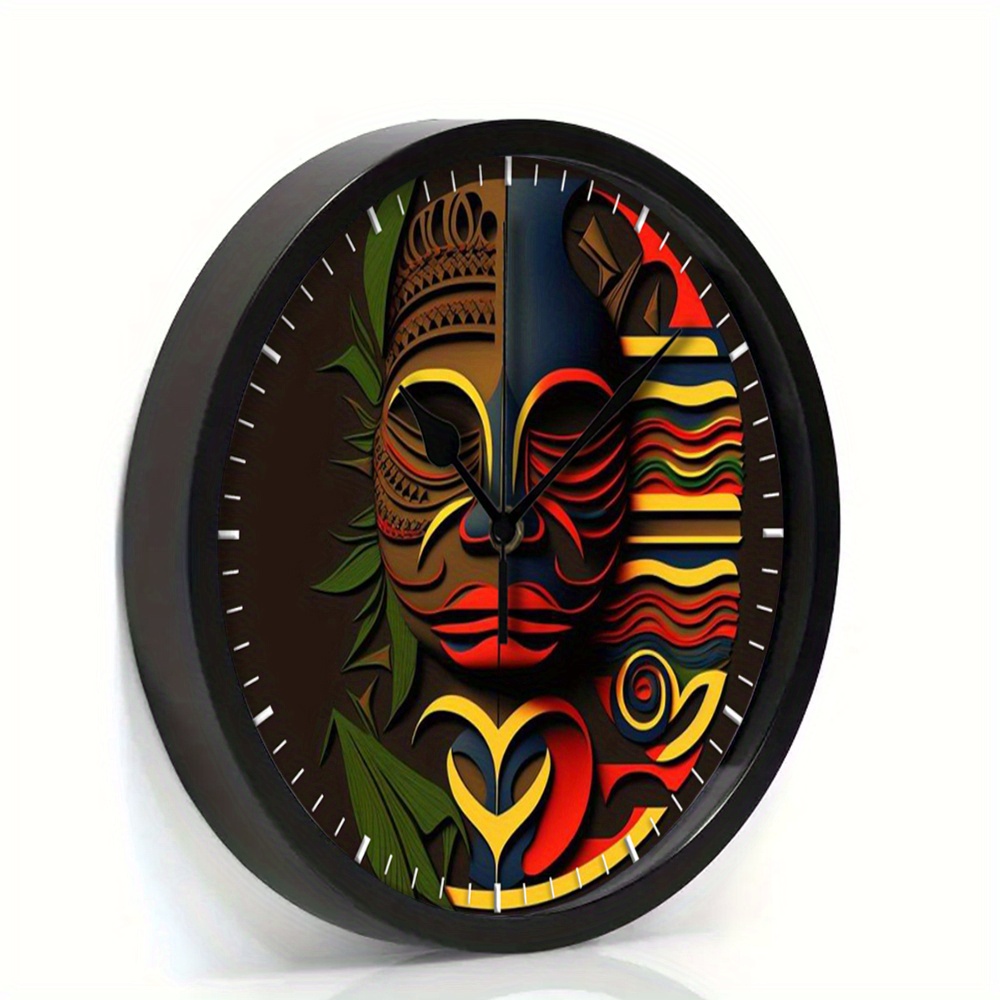 Tribal Mask Wall Clock Decorative Plastic Clock Living Room - Temu