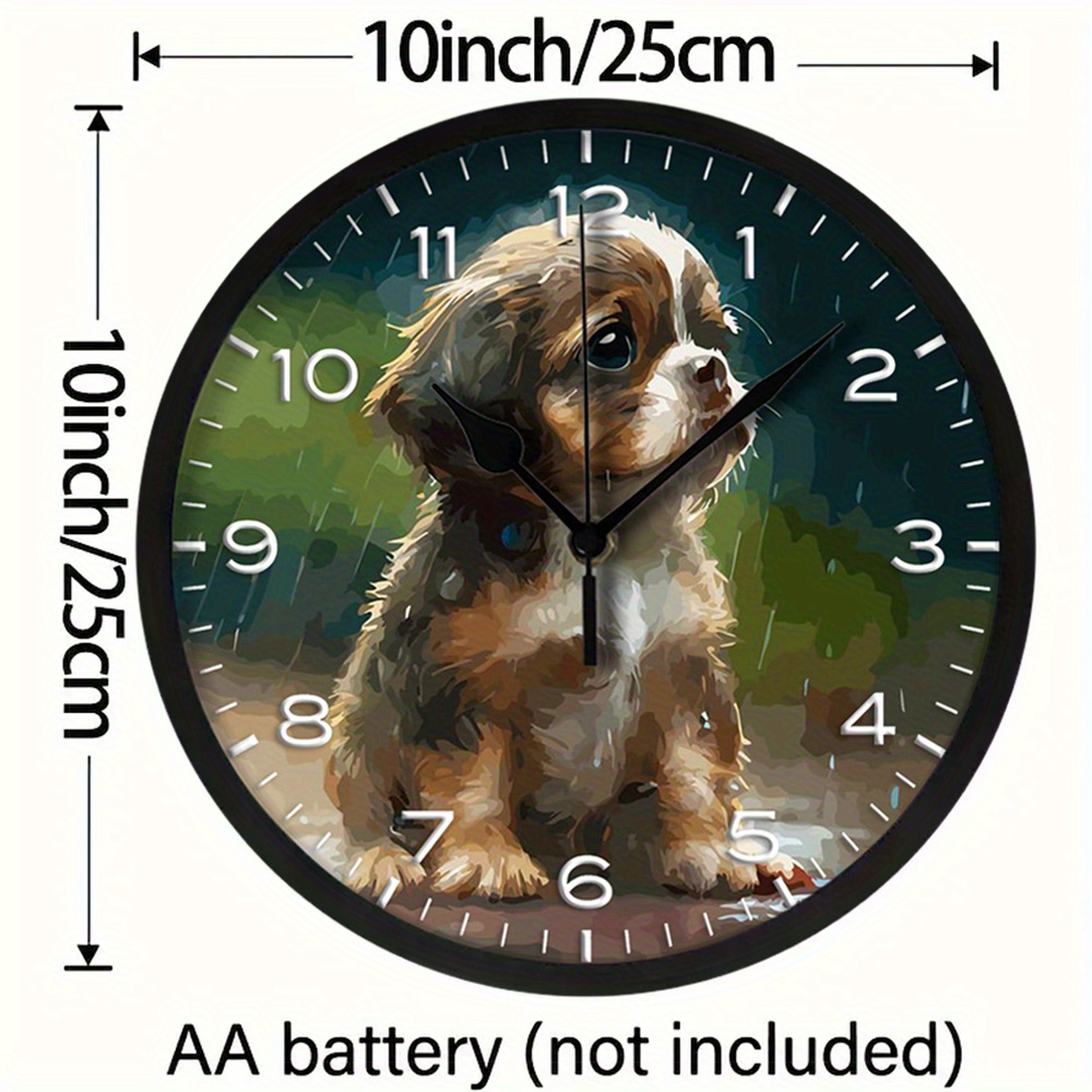 Sad Puppy Decorative Wall Clock Plastic Pet themed Silent - Temu