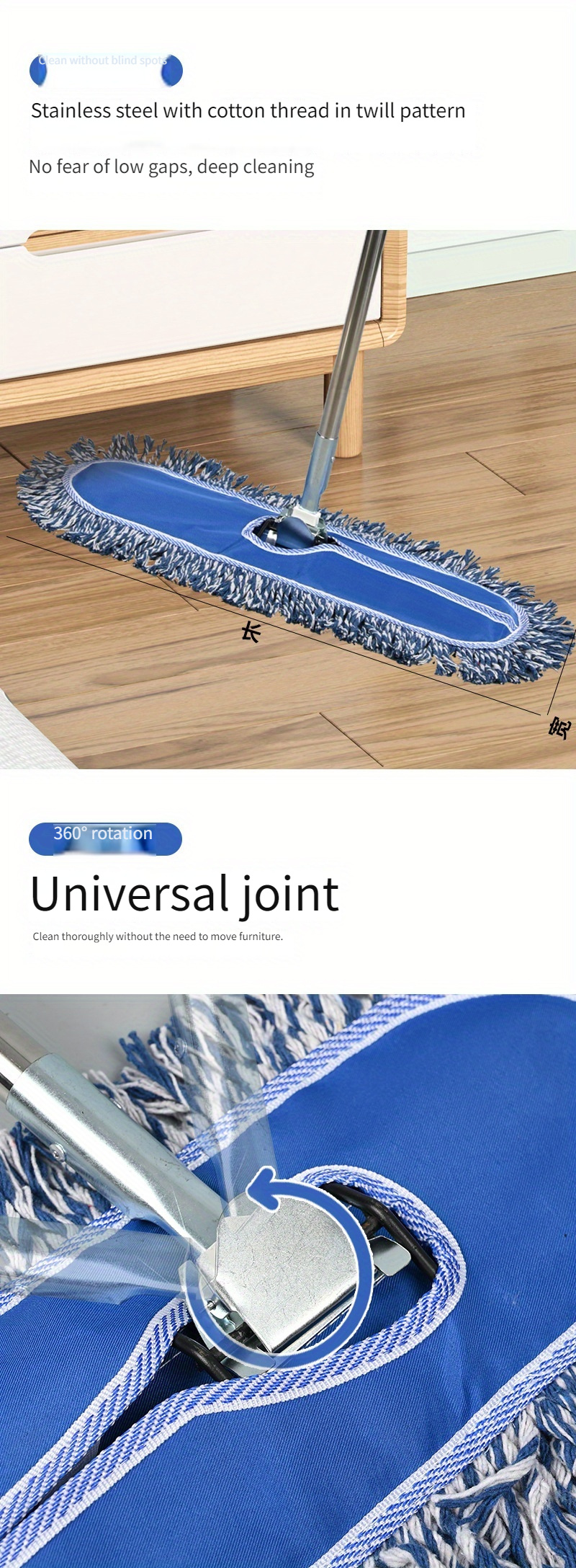 1pc Large Wide Head Flat Mop Microfiber Pad Easy Clean - Temu