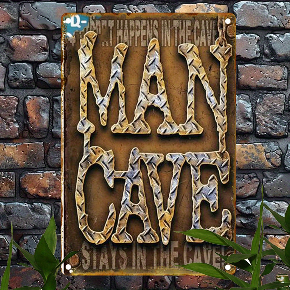 Man Cave Metal Wall Decor Sign Set Industrial Style Aluminum - Temu ...