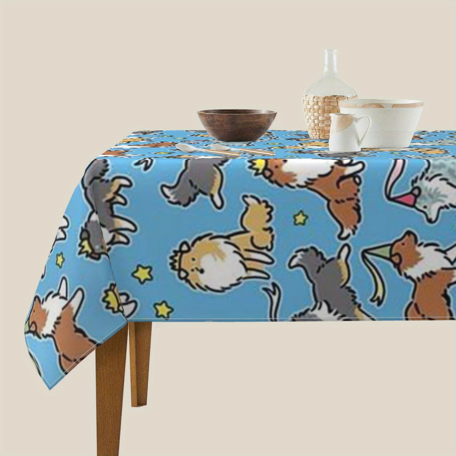 ผ้าปูโต๊ะโพลีเอสเตอร์ทนทาน Royal Collies ขนาด 60x60" - Temu Thailand
