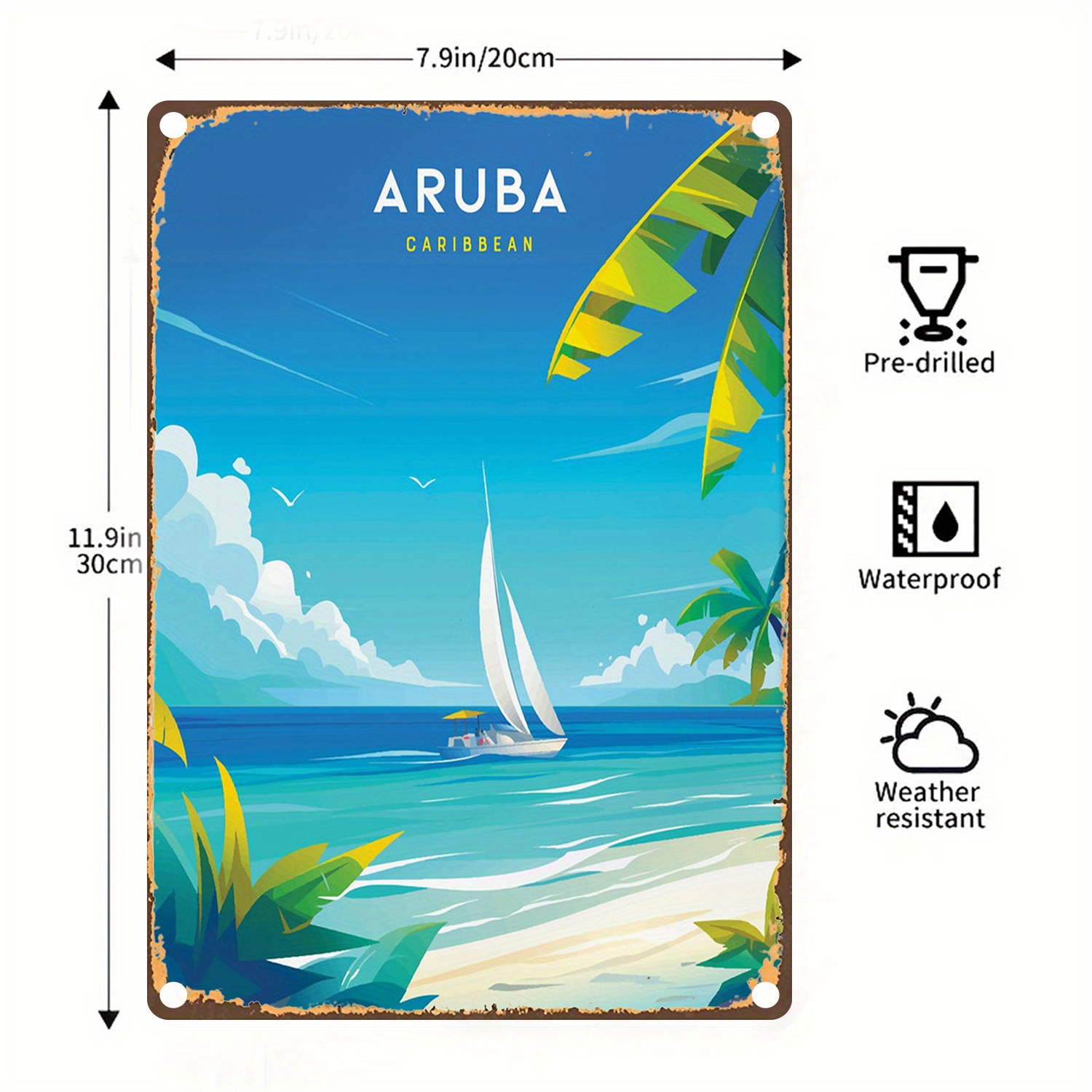 Aruba Vintage Metal Tin Sign Rustic Wall Art Nautical Beach - Temu