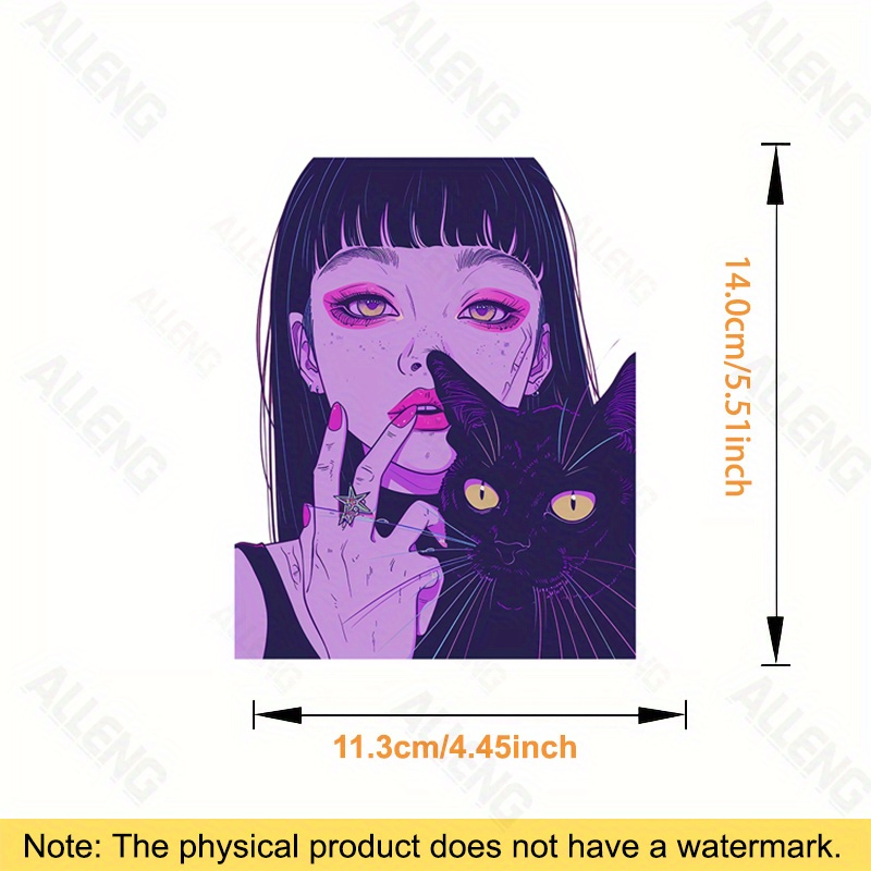 Adorable Cat Girl Cartoon Vinyl Decal Perfect - Temu