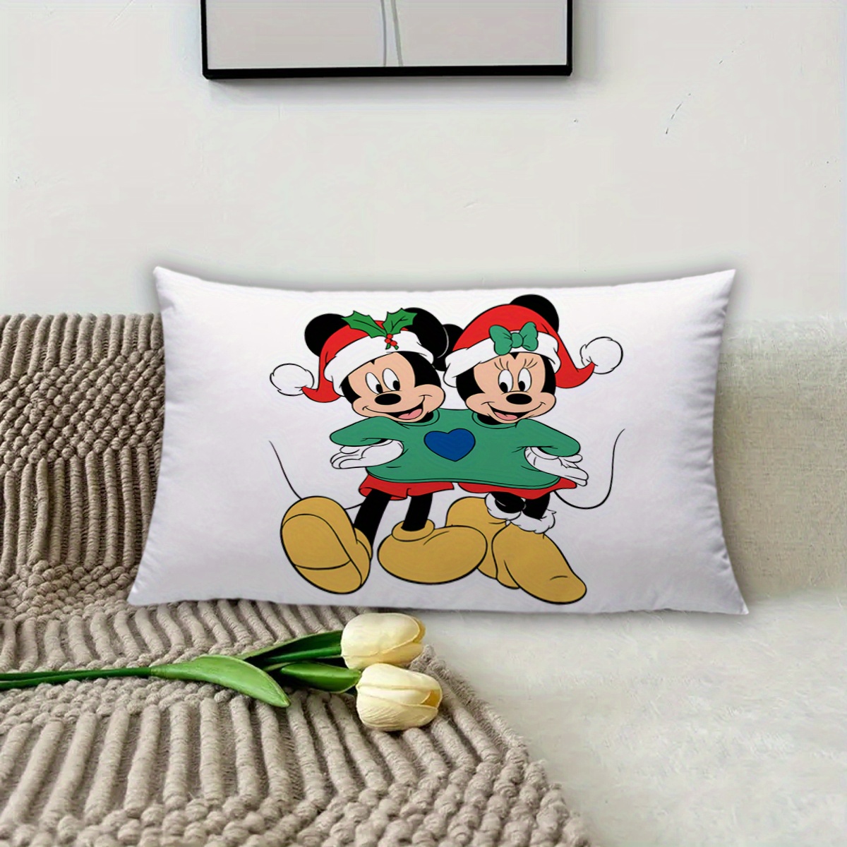 1pc JIT 伝統的なスタイルの短いプラッシュピローカバー 12x20インチ アニメデザイン クリスマス - Temu Japan