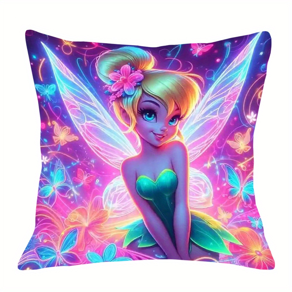 18x18인치 폴리 에스터 판타지 꽃 장미 디자인 침실 장식에 이상적인 1pc Ume 더블 사이드 틴커 벨 Temu