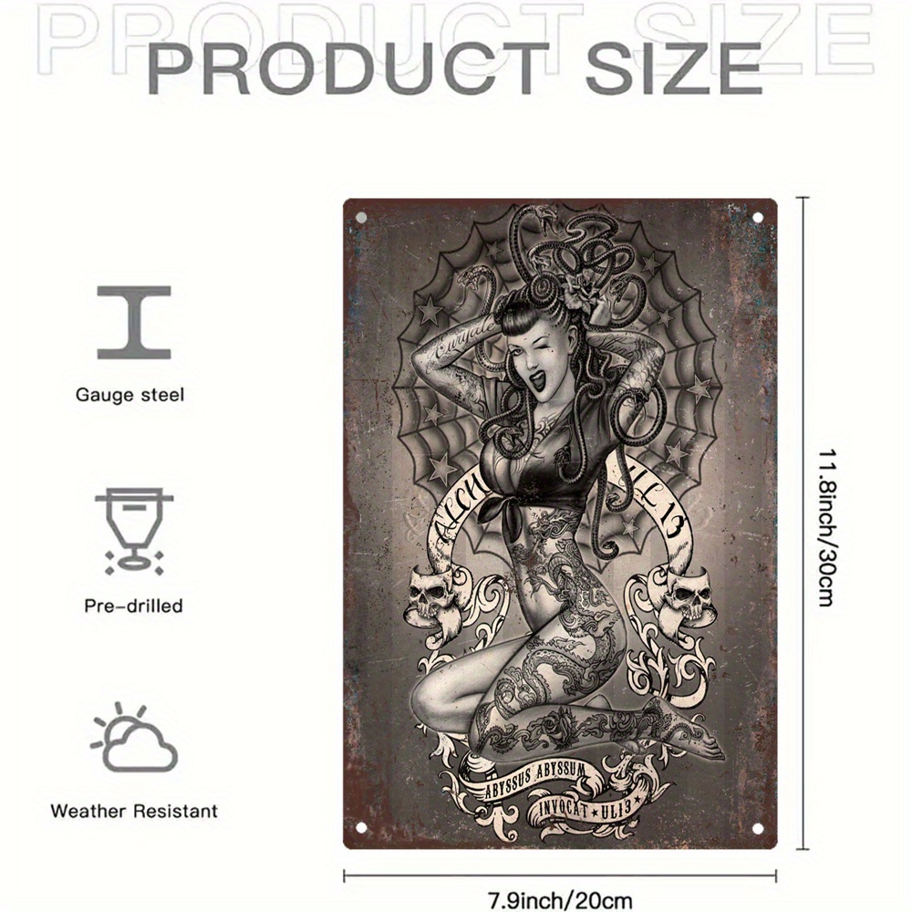 Vintage Medusa Girl Tattoo Art Print Waterproof - Temu