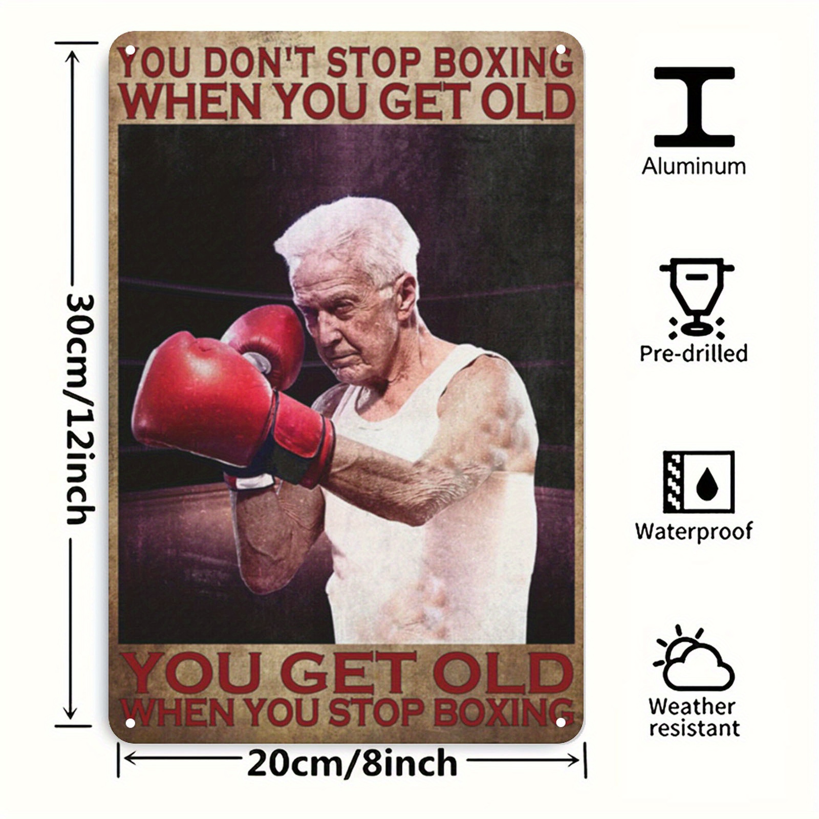 Vintage Boxing themed Aluminum Metal Sign – Inspirational - Temu