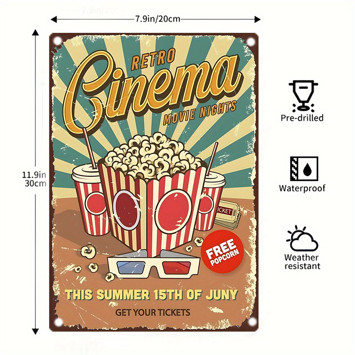 Retro Cinema Metal Tin Sign Vintage Aluminum - Temu