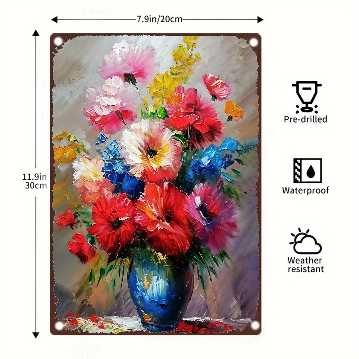 Rustic Floral Metal Tin Sign Vintage Aluminum Wall Art Home - Temu