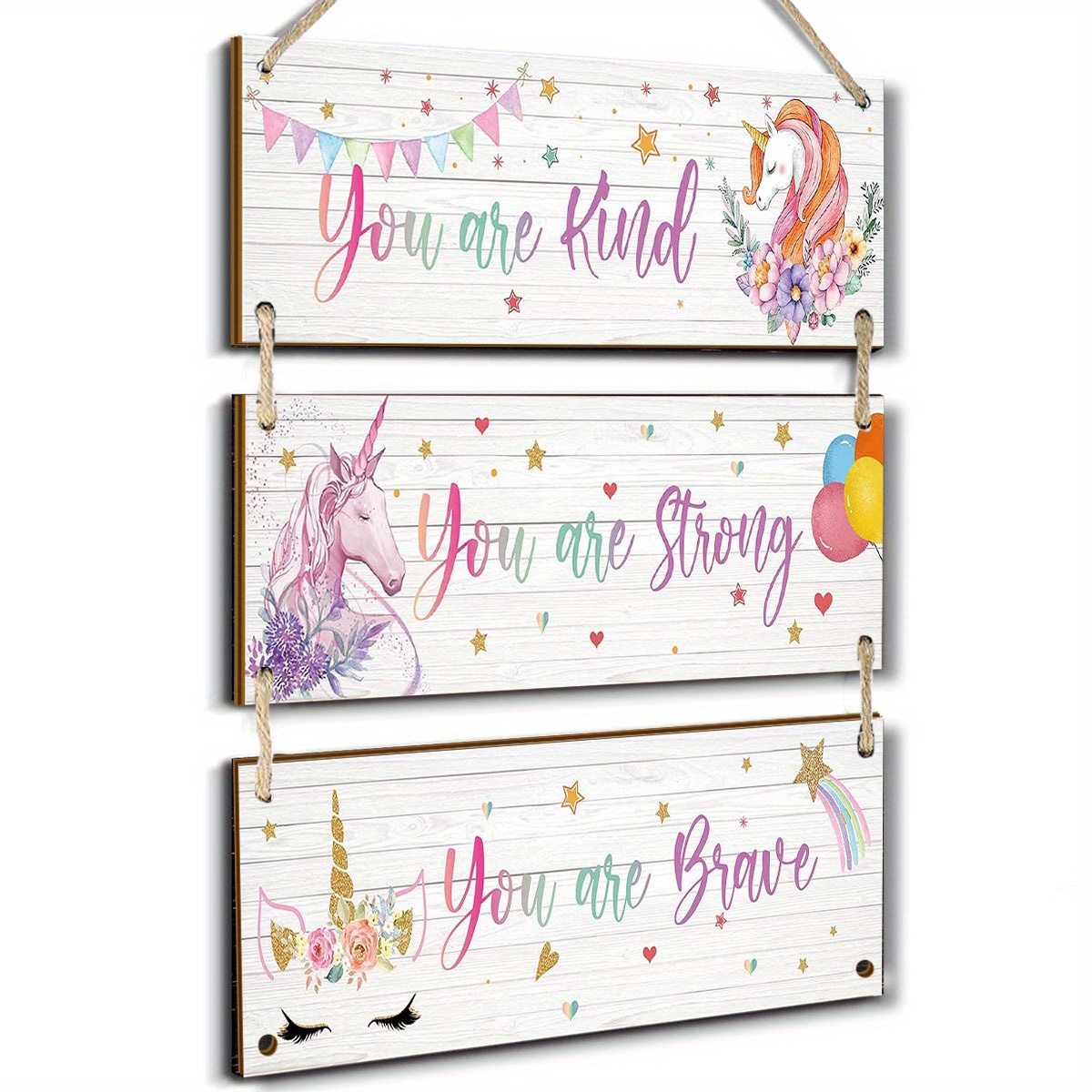 Rainbow Inspirational Wooden Wall Art Set Positive - Temu