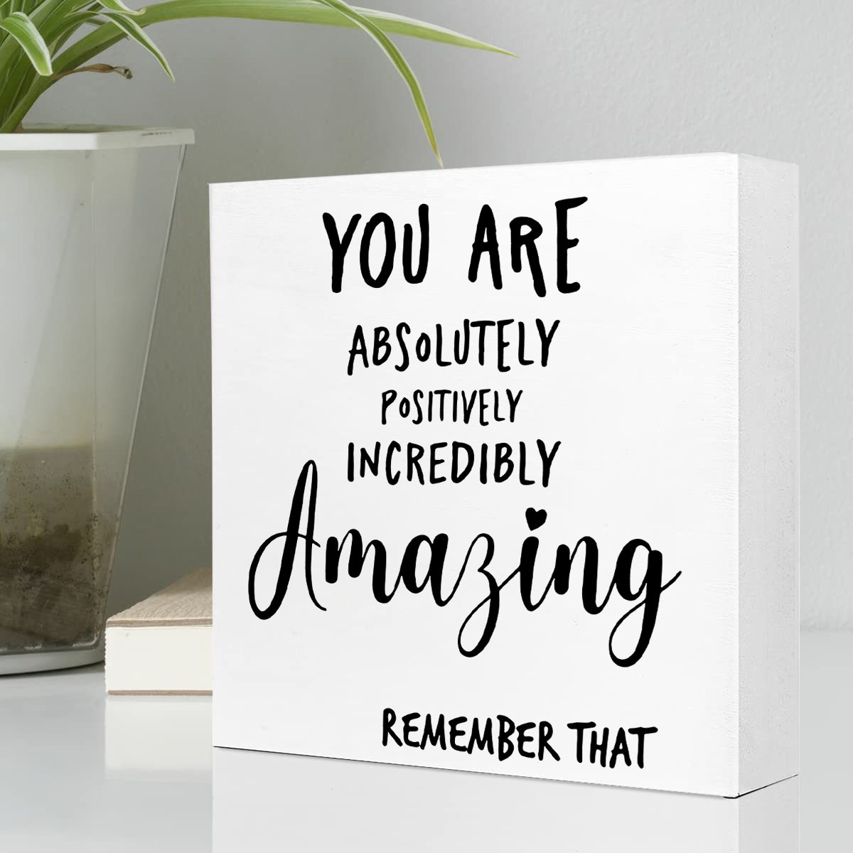 Inspirational Wooden Box Sign " Amazing Remember " Quote - Temu