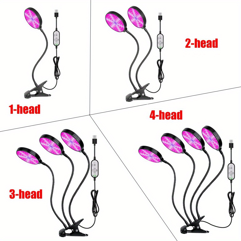 4/3/2/1heads led grow light indoor plants clip - Temu Canada